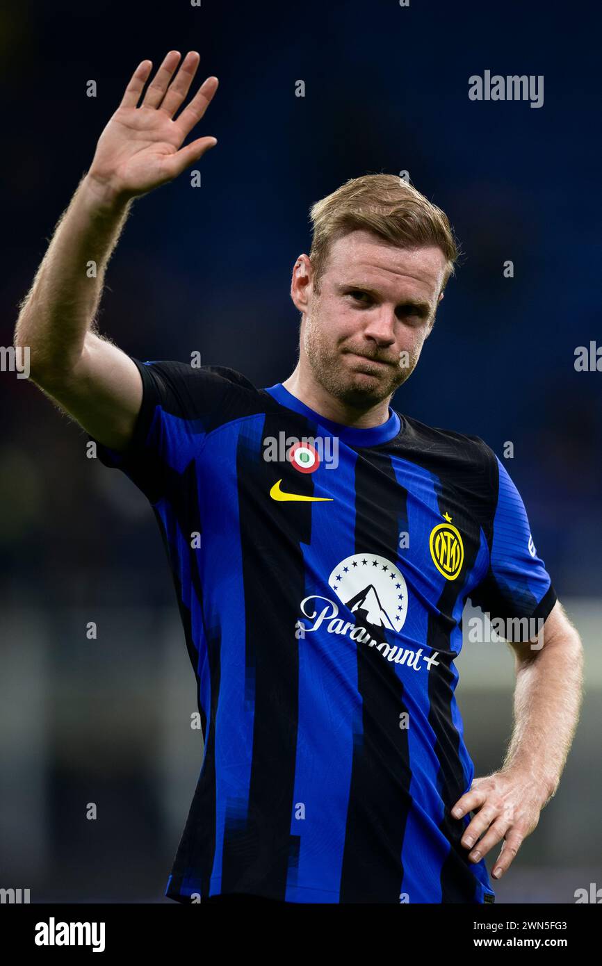 Milan, Italy. 28 February 2024. Davy Klaassen of FC Internazionale ...