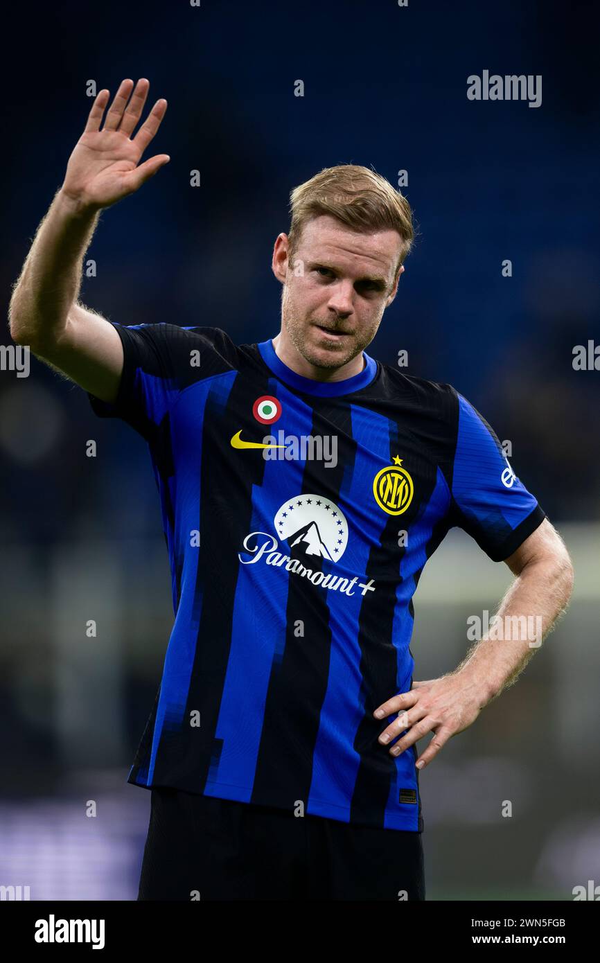 Milan, Italy. 28 February 2024. Davy Klaassen of FC Internazionale ...