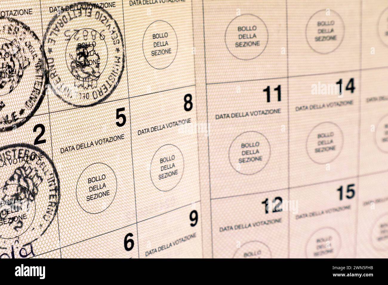 Italian electoral card with spaces for vote certification Stock Photo ...