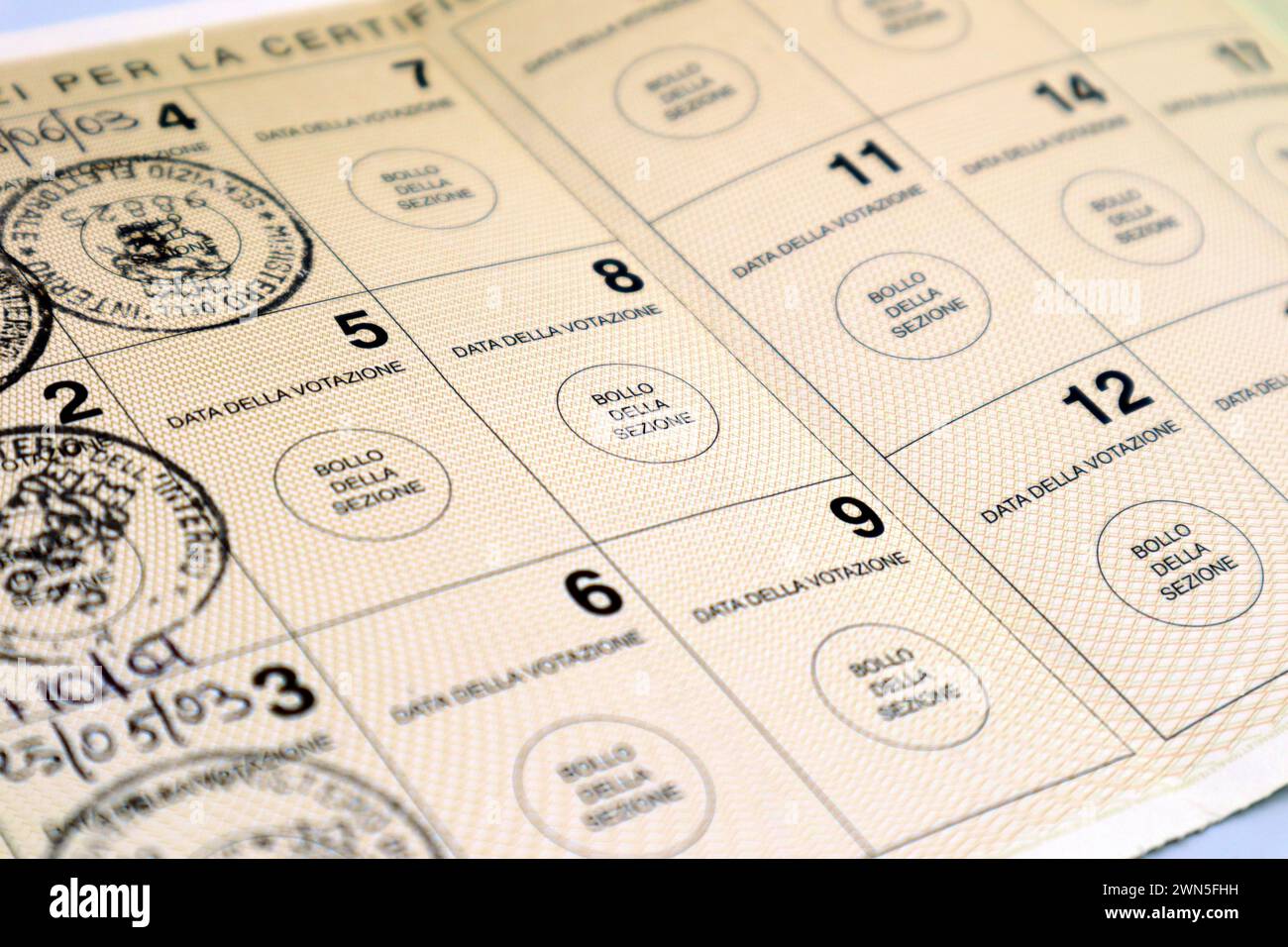 Italian electoral card with spaces for vote certification Stock Photo ...