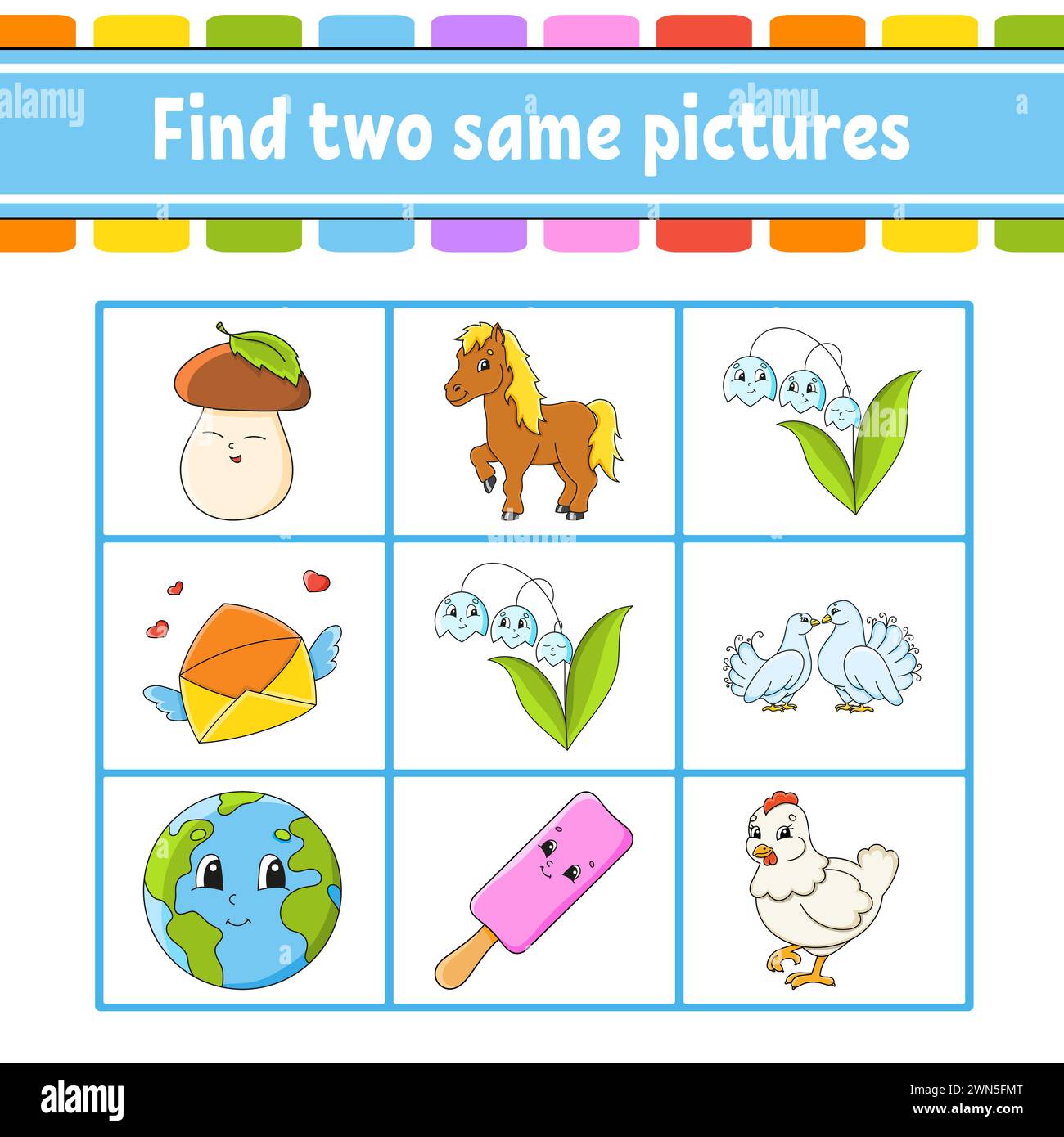Find two same pictures. Task for kids. Education developing worksheet ...