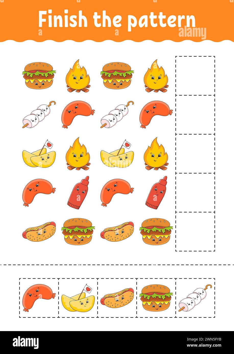 Finish the pattern. Cut and play. Education developing worksheet ...