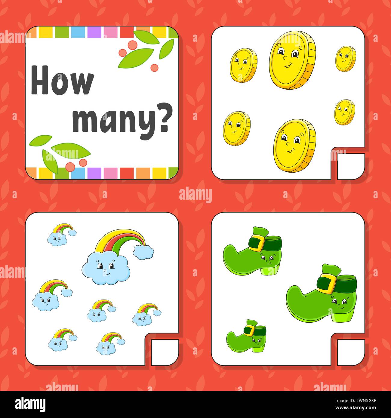 Counting game for children. Happy characters. Learning mathematics. How ...