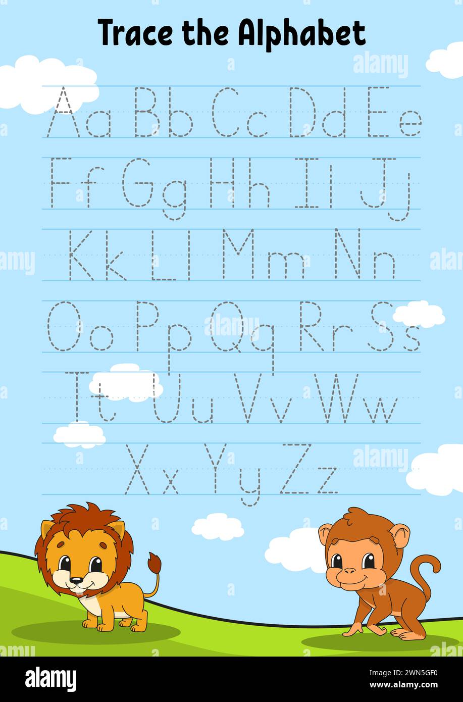 Writing letters. Tracing page. Practice sheet. Worksheet for kids ...