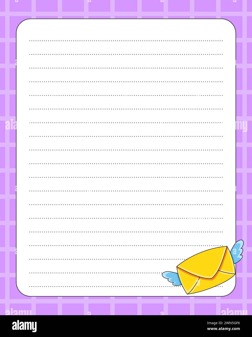 Lined sheet template. Handwriting paper. For diary, checklist, planner ...