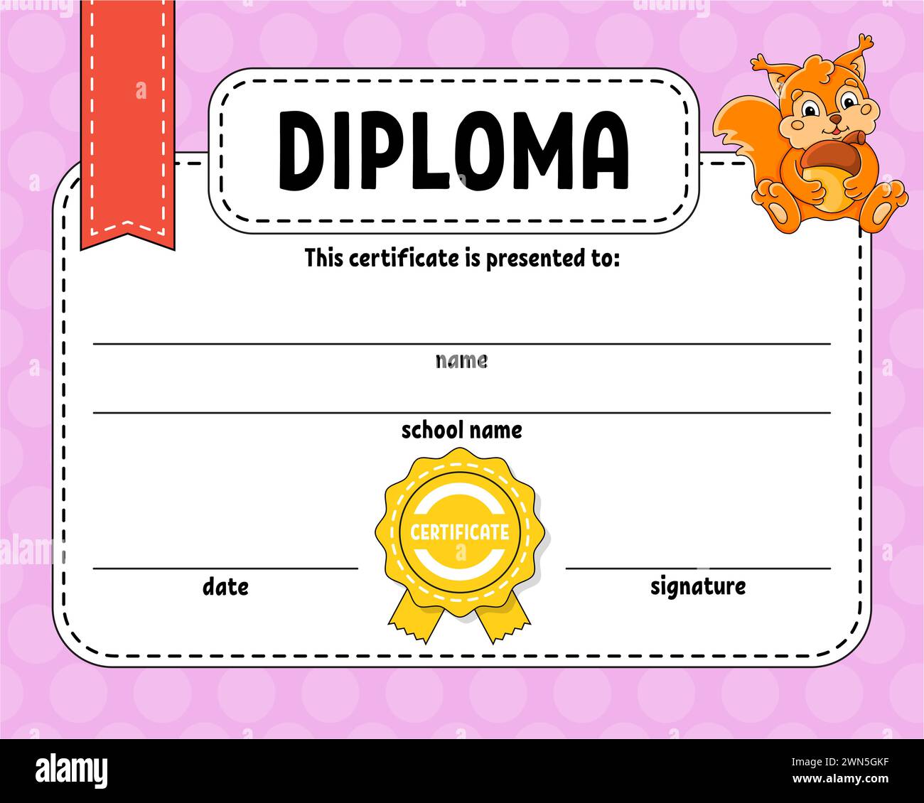 Diploma certificate template. For school and preschool. For kids and ...