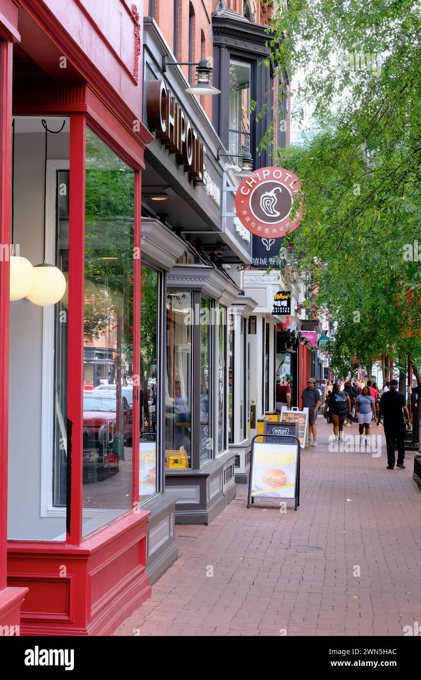 The street view of storefronts in 7th street NW in Chinatown.Washington ...