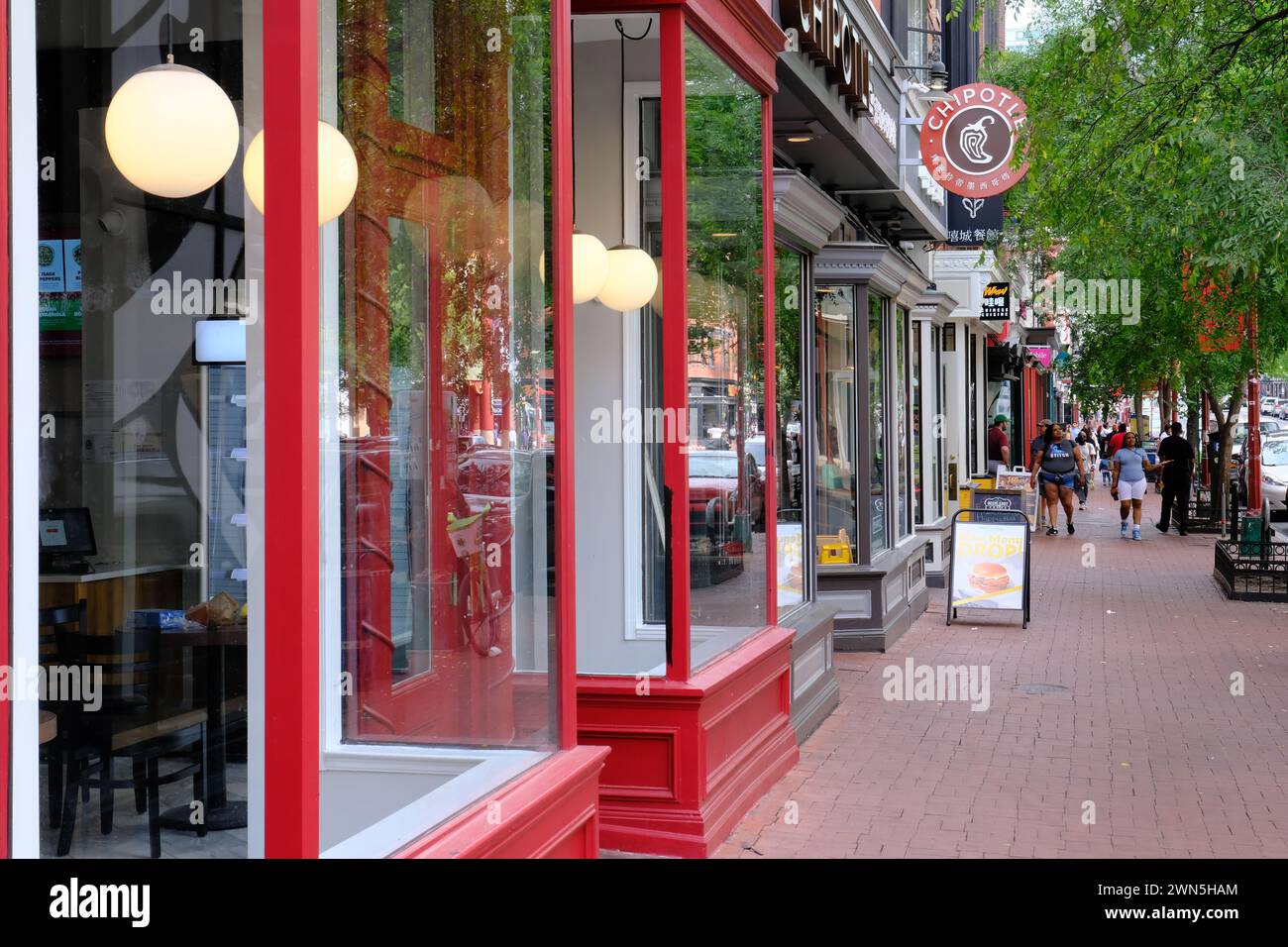 The street view of storefronts in 7th street NW in Chinatown.Washington ...