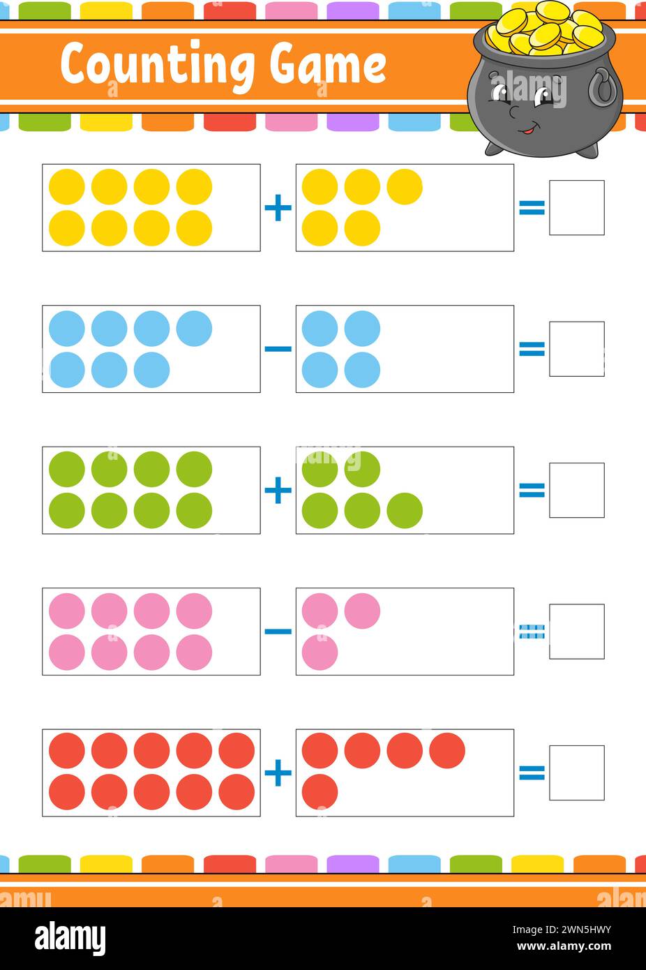 Addition and subtraction. Task for kids. Education developing worksheet ...
