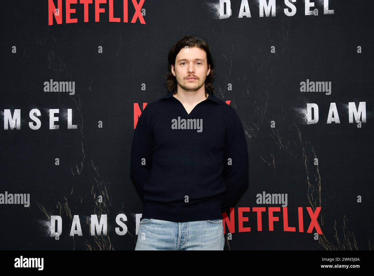 Actor Nick Robinson poses at the Netflix "Damsel" photo call at the ...