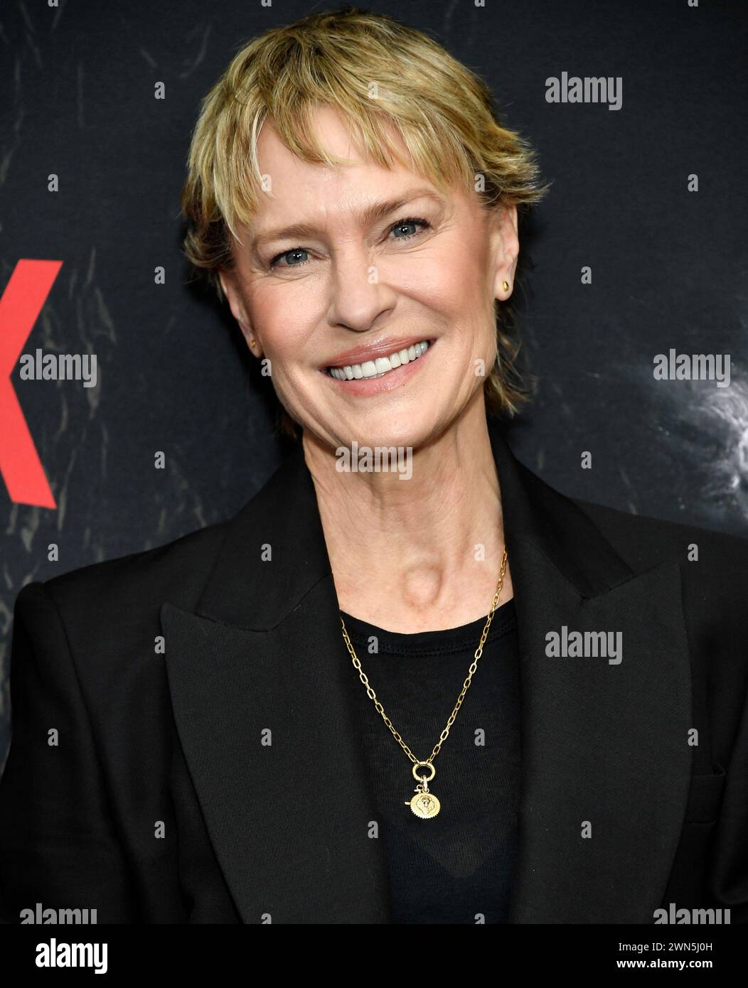 Actor Robin Wright poses at the Netflix "Damsel" photo call at the ...