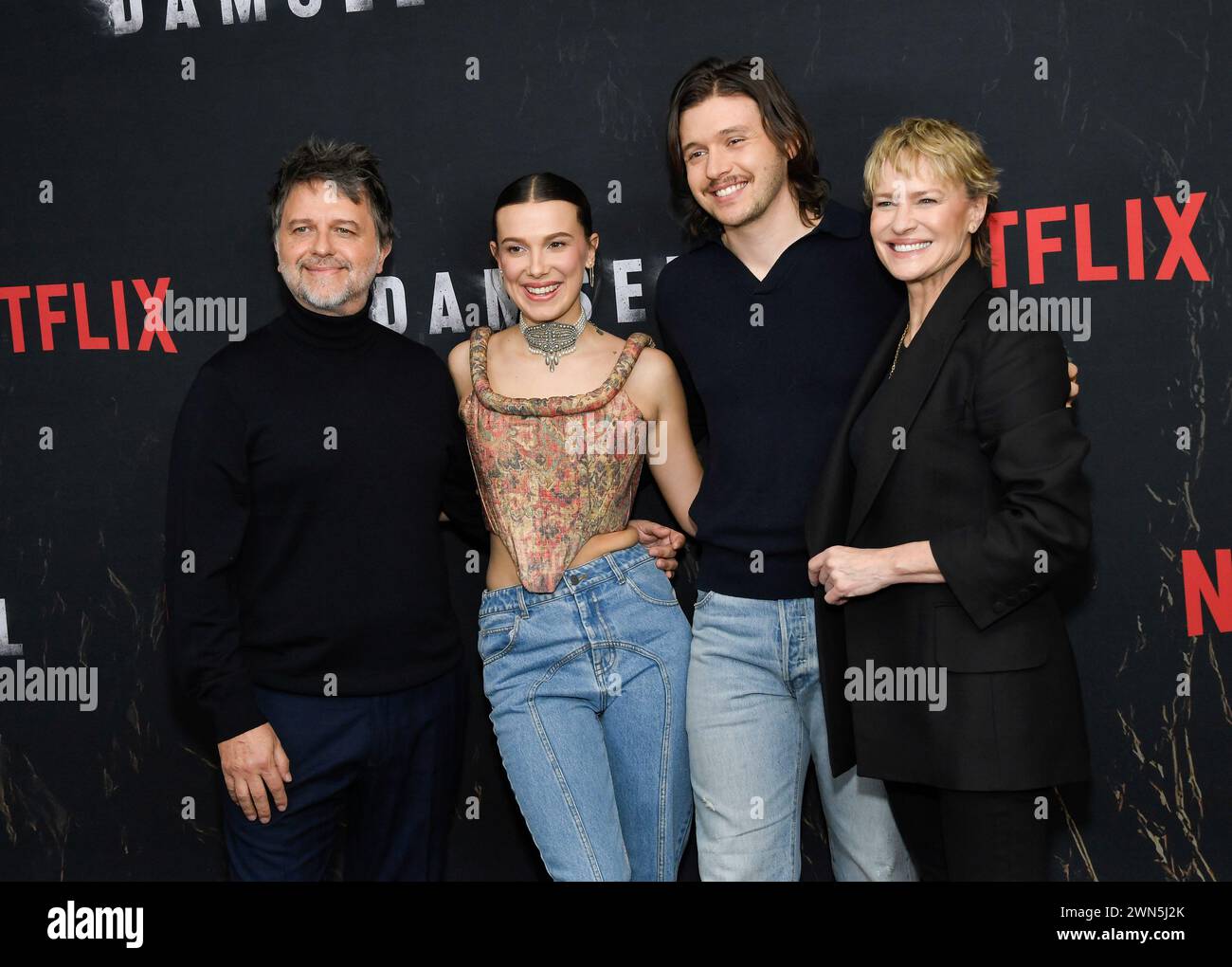 Juan Carlos Fresnadillo, left, Millie Bobby Brown, Nick Robinson and ...