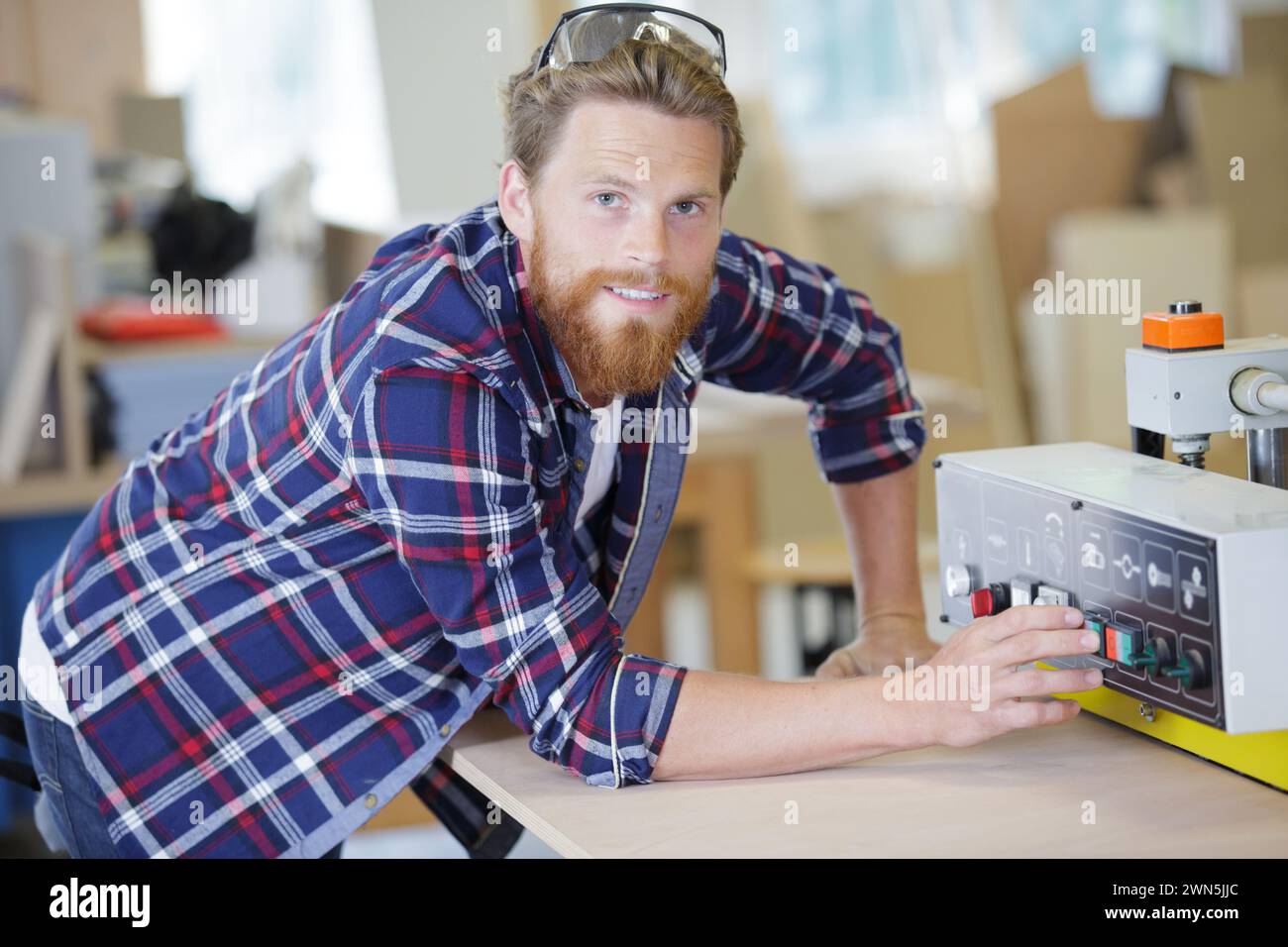 control buttons in industrial production Stock Photo - Alamy