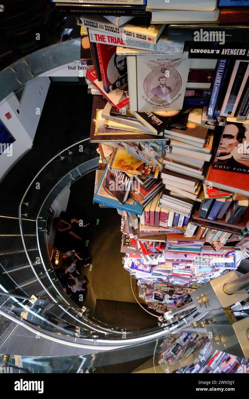 The 34-foot art installation book tower including over 15,000 books ...