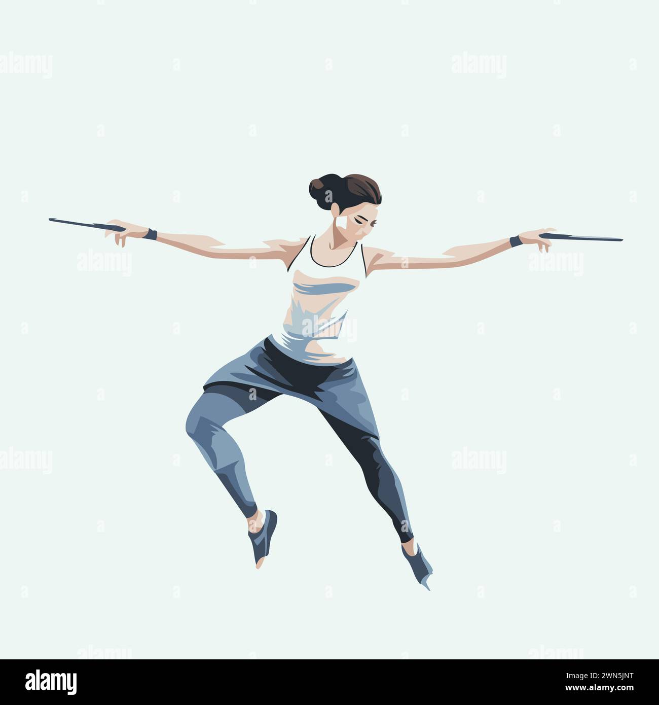 Woman Throwing Javelin Isolated Vector Illustration In Cartoon Style