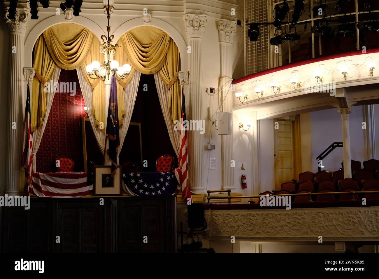 A closed up view of Abraham Lincoln's presidential box in Ford's ...