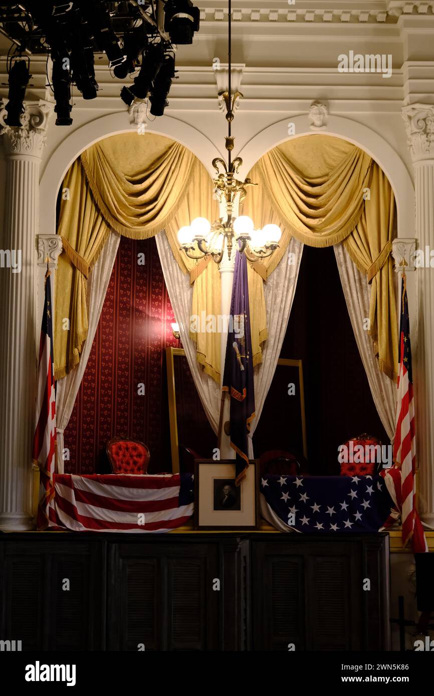 A closed up view of Abraham Lincoln's presidential box in Ford's ...