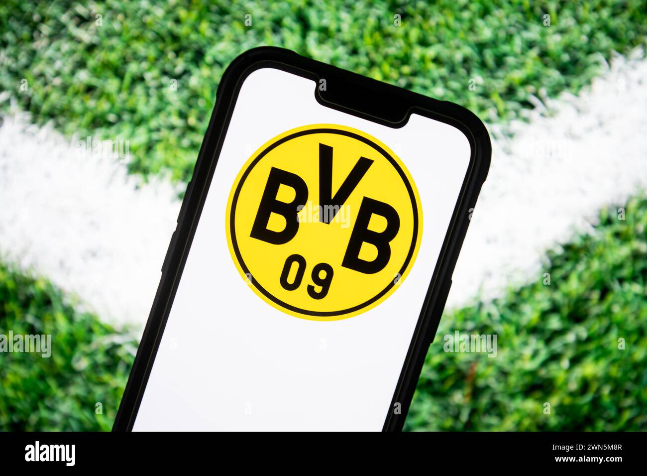 In this photo illustration, a Borussia Dortmund BVB football club logo ...