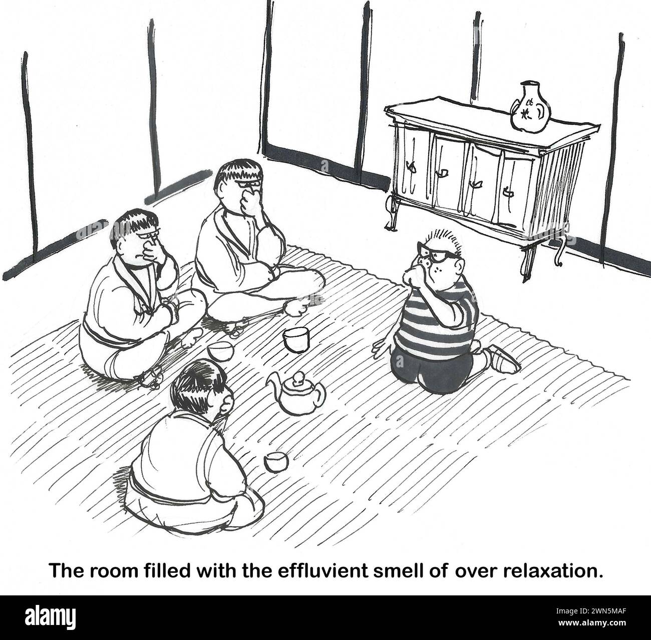 BW cartoon of people holding their nose due to a bad small Stock Photo ...
