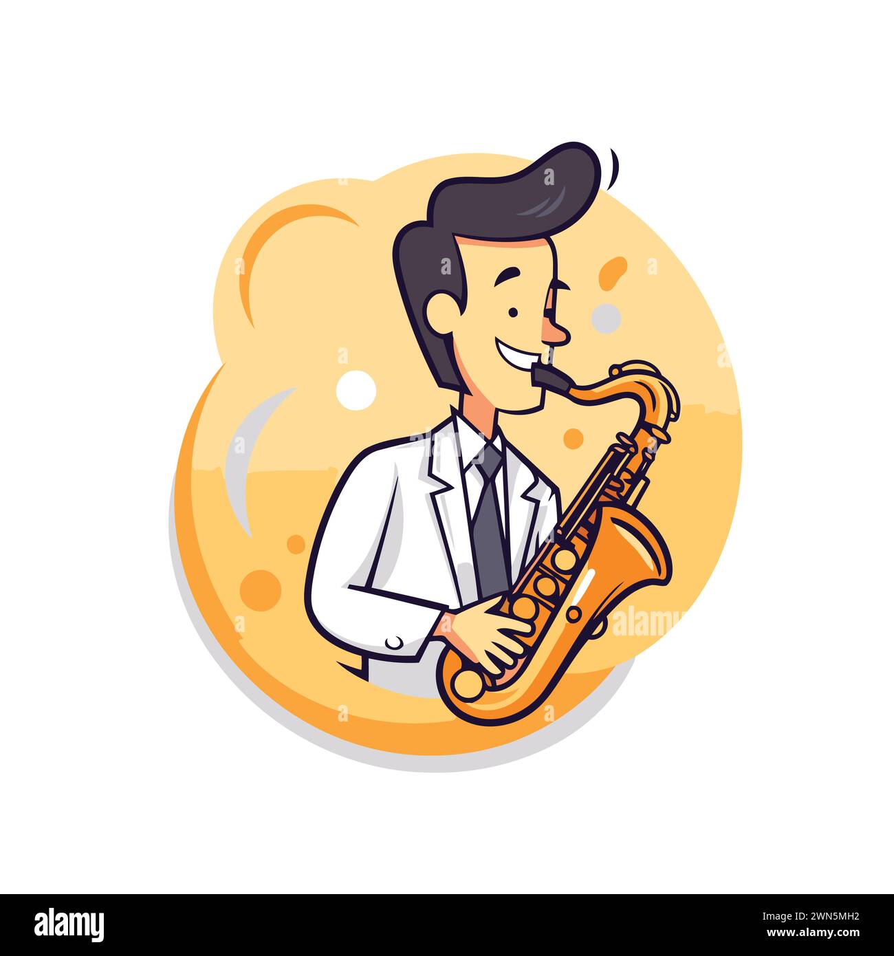Saxophone player. Vector illustration in a flat style on a white ...