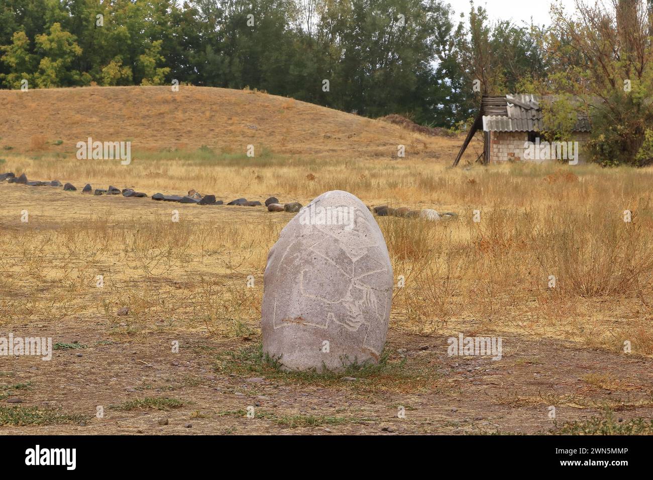 August 31 2023 - Tokmok in Kyrgyzstan: collection of stone monuments of ...