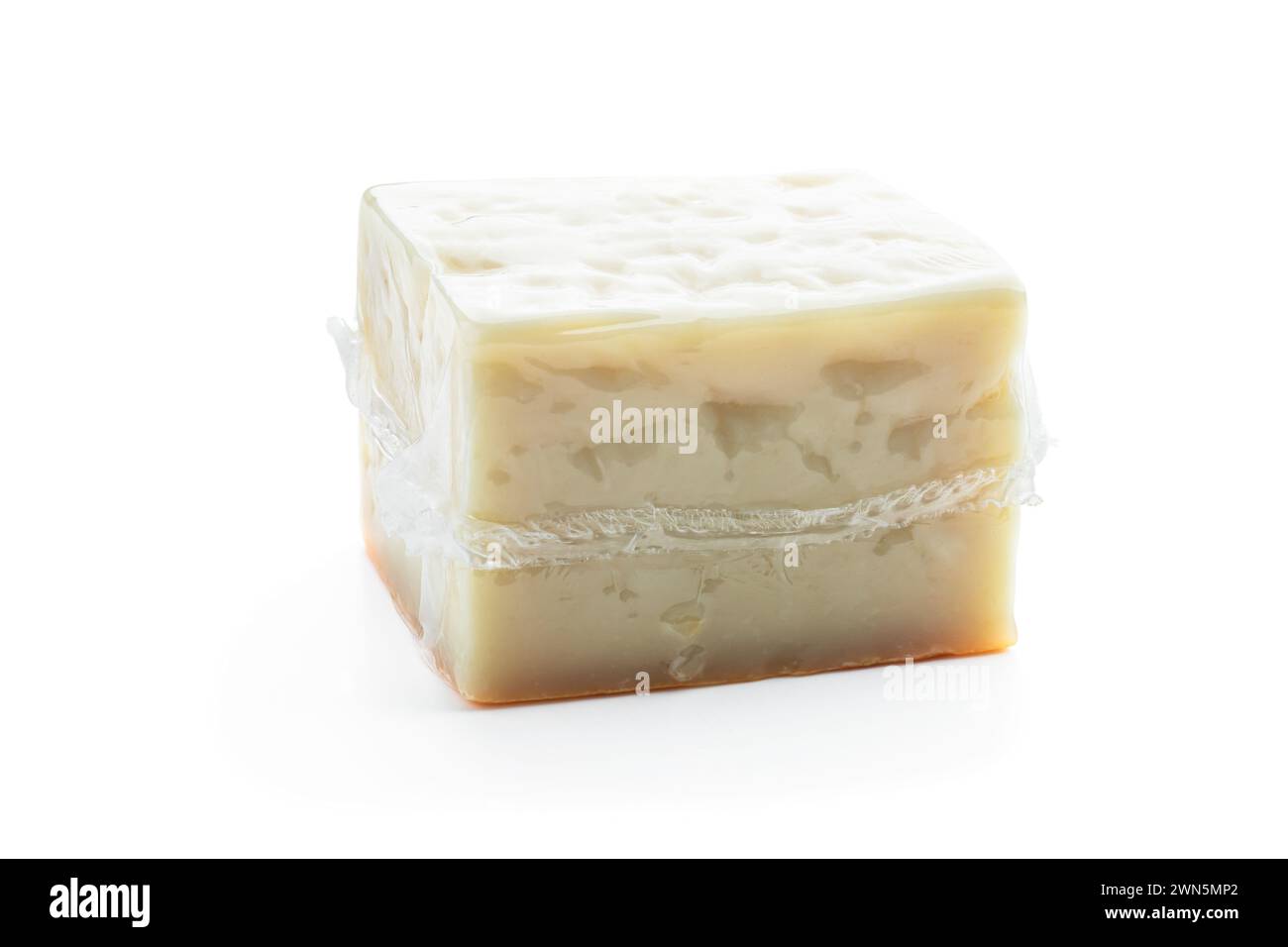 Cheese in vacuum plastic package isolated on white background Stock ...