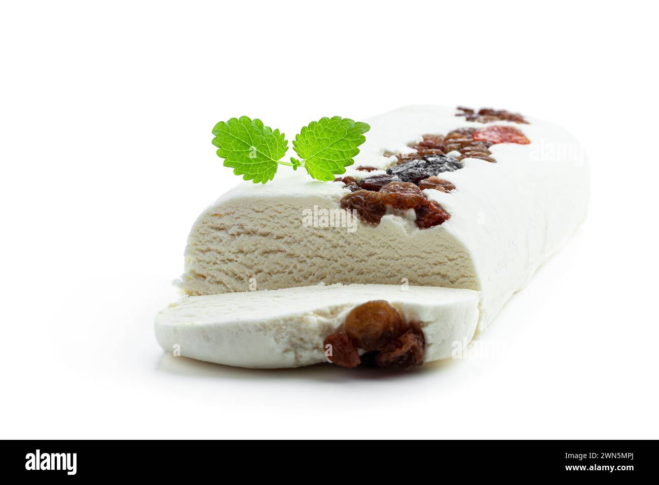 Nut nougat with dried fruit sweet candy isolated on white background ...