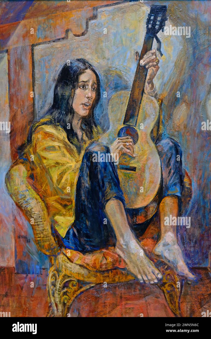 The portrait of Joan Baez by American artist Russell Hoban display in ...