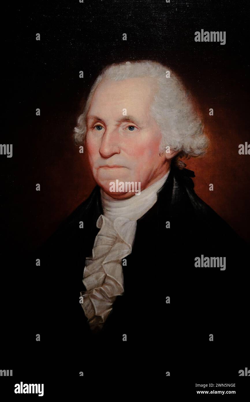 The portrait of George Washington painted in 1795 by American painter ...