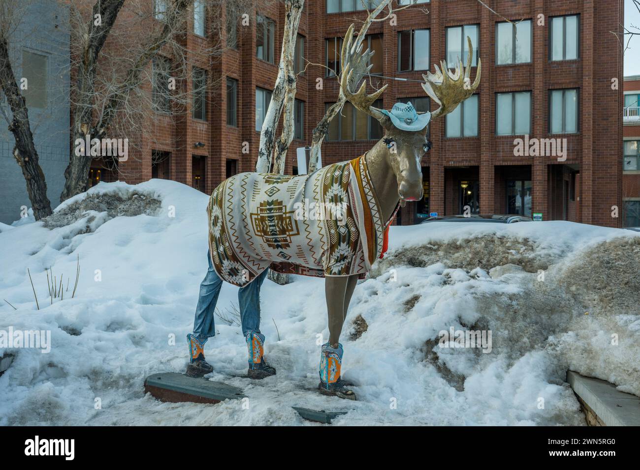 A moose statue in downtown Park City Park, best known as a mountain ski ...