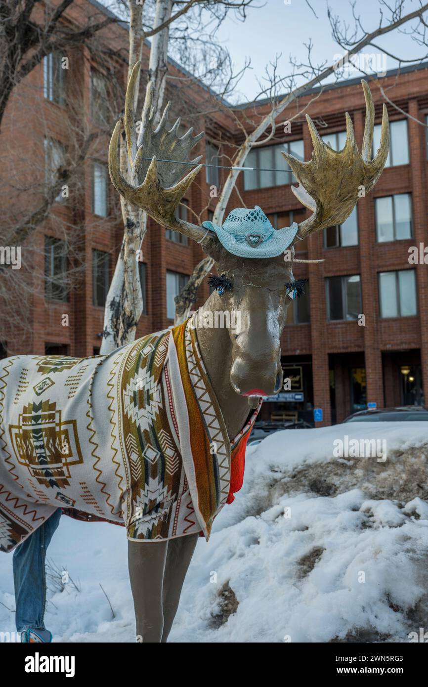 A moose statue in downtown Park City Park, best known as a mountain ski ...
