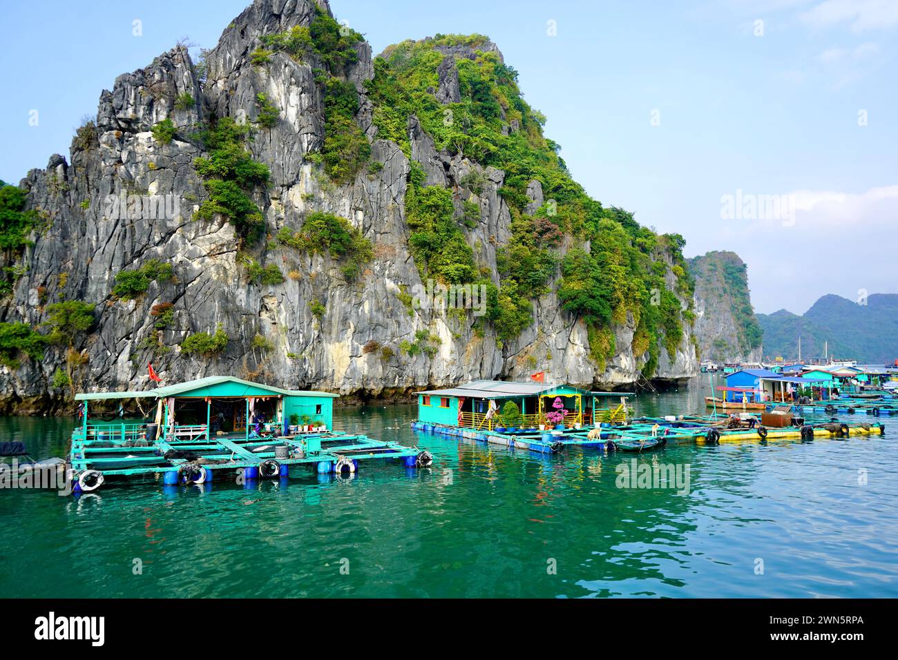 Famous floating villages of Halong Bay, Vietnam Stock Photo - Alamy