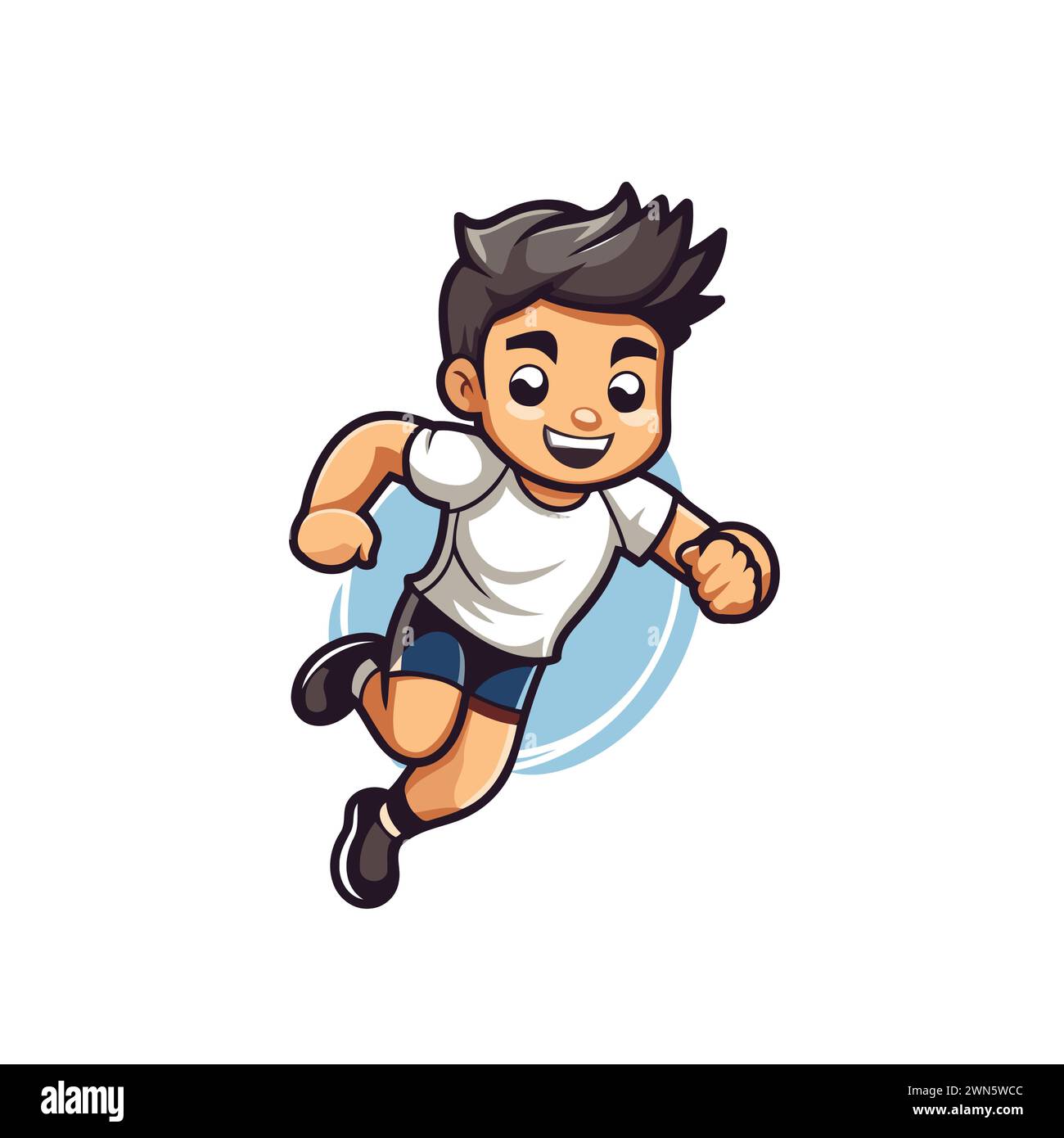 Running boy cartoon icon. Vector illustration isolated on white ...