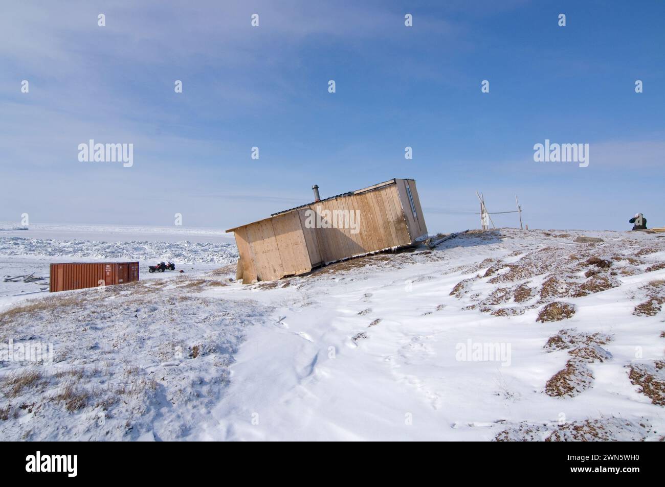 Russel Lanes cabin at southern end of Cape Lisburne in the northwest ...