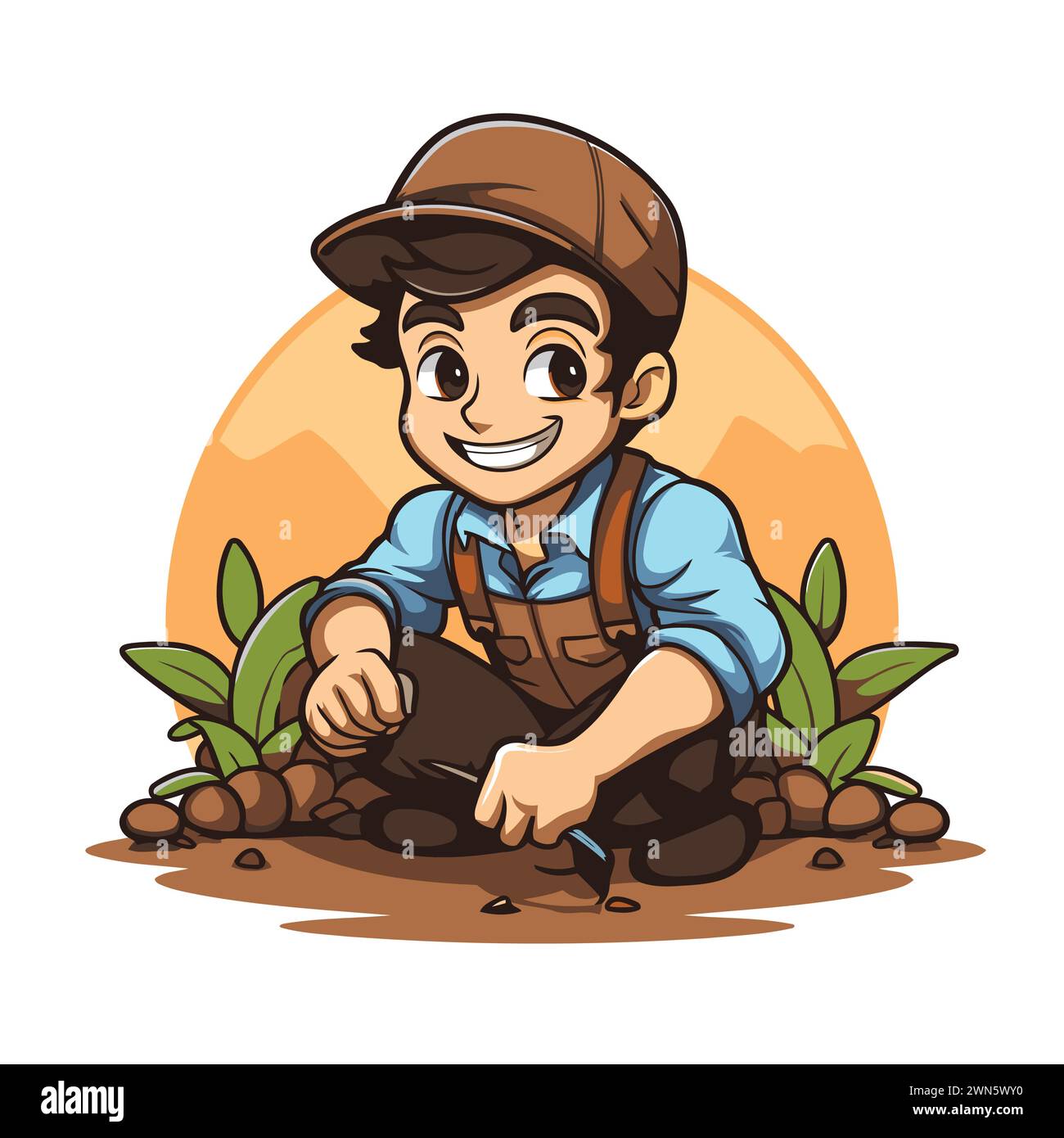Planting seeds child soil Stock Vector Images - Alamy