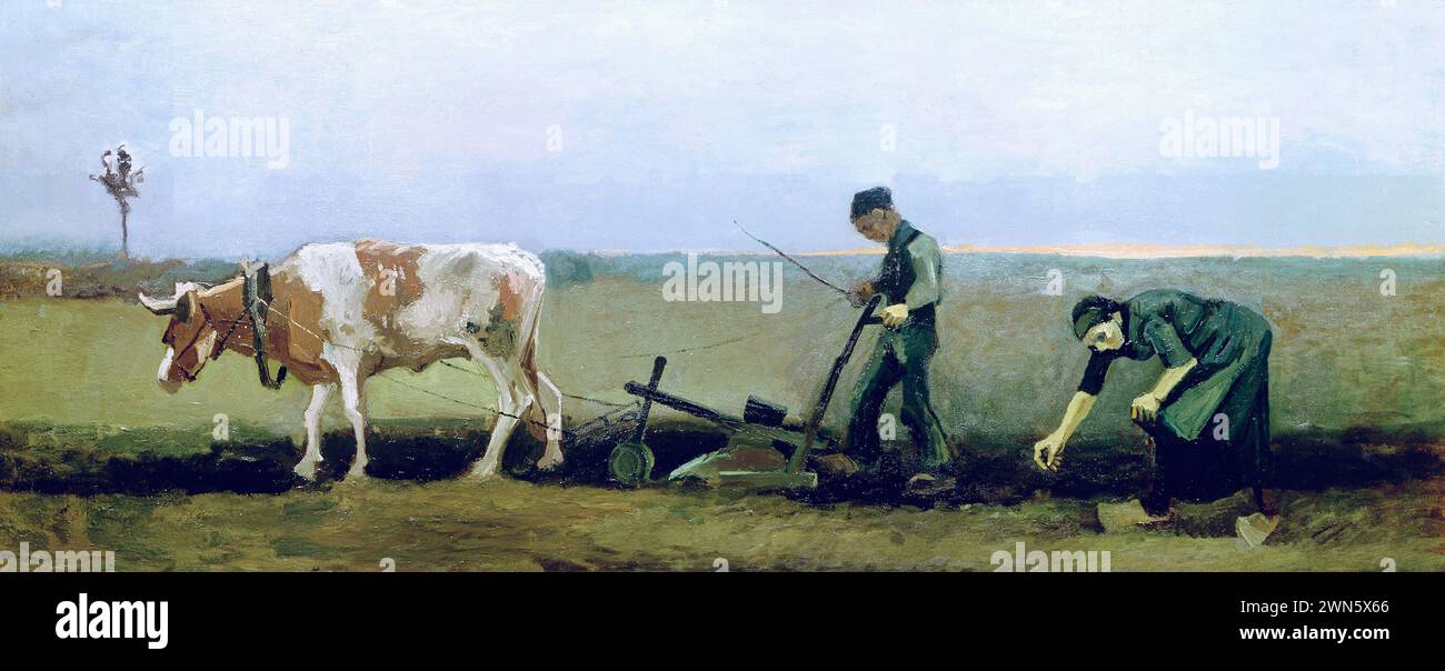 Potato Planting (1884) (olio su tela 70,5 x 170 cm) - Van Gogh Vincent ...