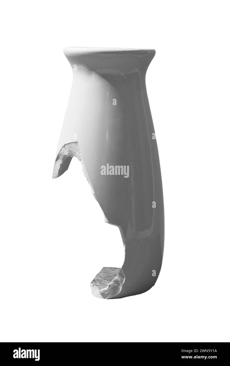 Cracked broken vase. Smashed ceramic pottery with hole, isolated on ...