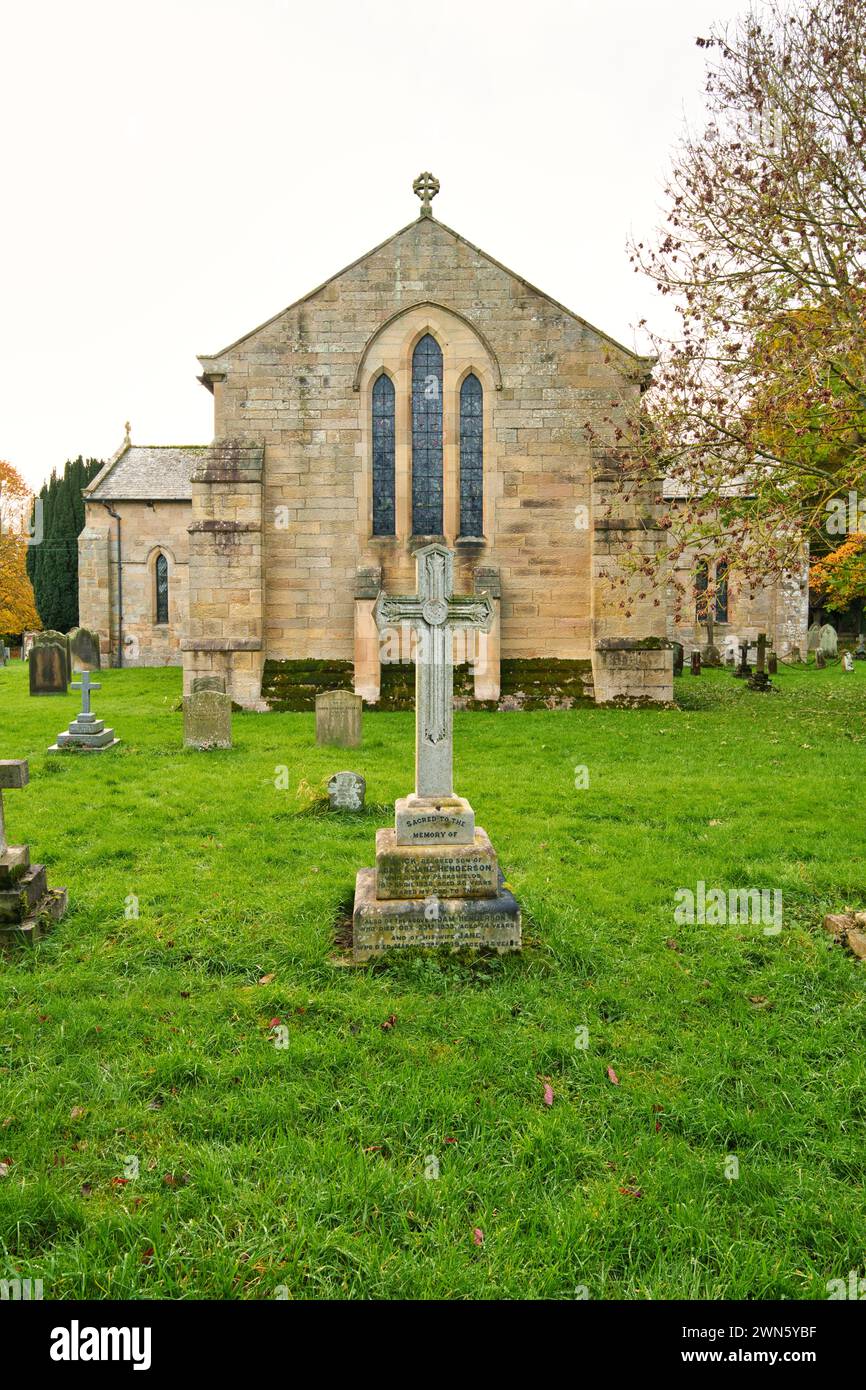 View of the chapel end of the Anglo Saxon church with the stained glass ...