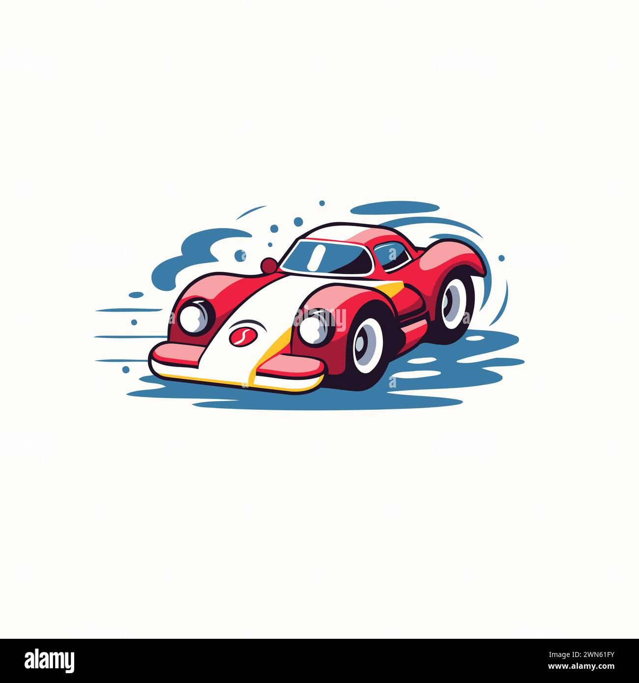 Vintage race car. Vector illustration in cartoon style on white ...