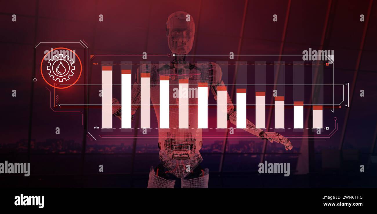 Infographic illustration of decline in oil technology development Stock ...