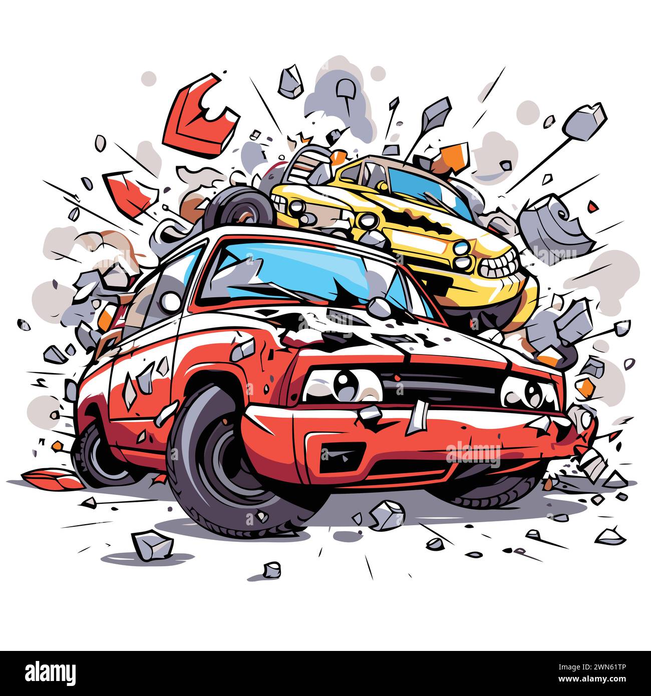 Cartoon crash car Cut Out Stock Images & Pictures - Alamy