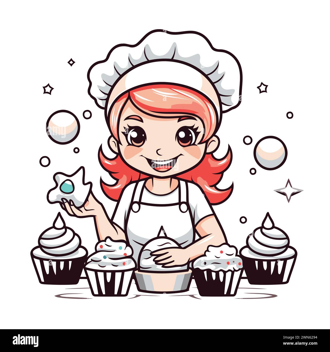 Cartoon woman chef baker character hi-res stock photography and images ...