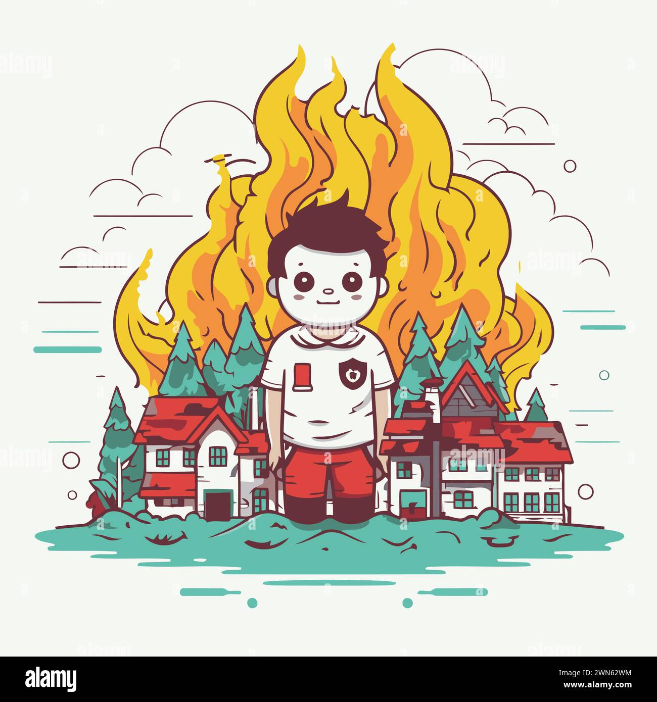 Burning boy Stock Vector Images - Alamy