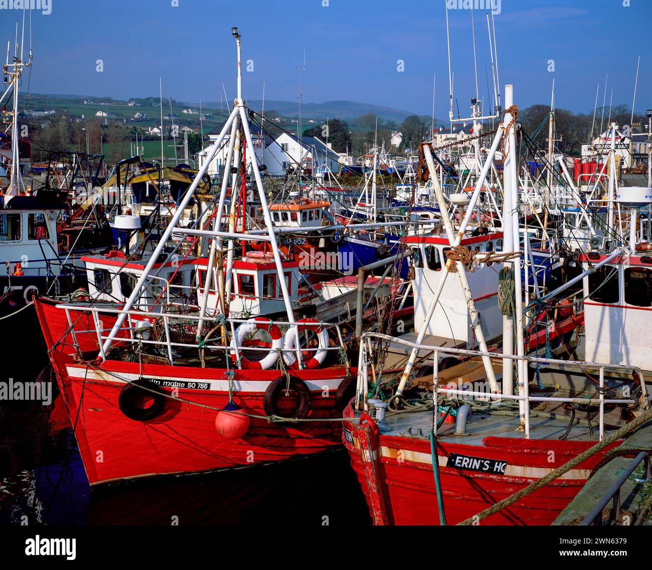 Fishing boats at Greencastle, Lough Foyle, Inishowen, County Donegal ...