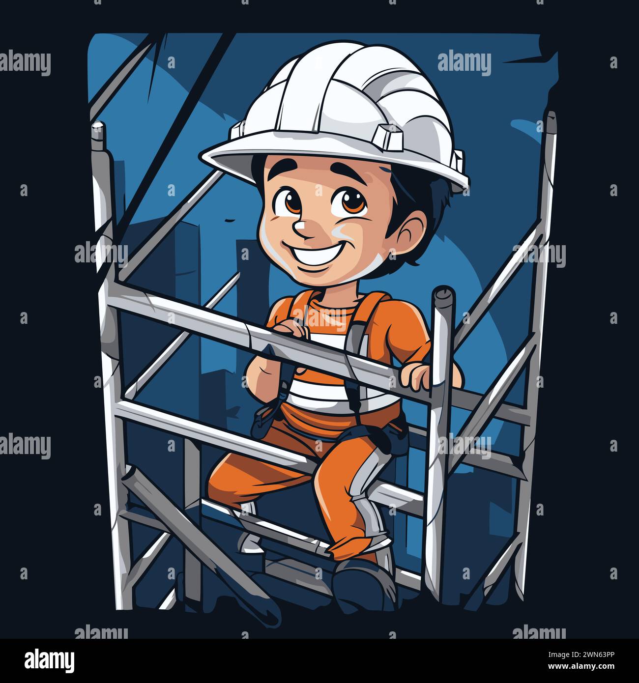 Construction worker on scaffolding Stock Vector Images - Alamy