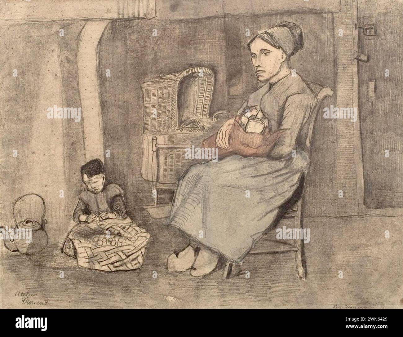 Van Gogh Vincent - Nursing mother with child (1881 Stock Photo - Alamy