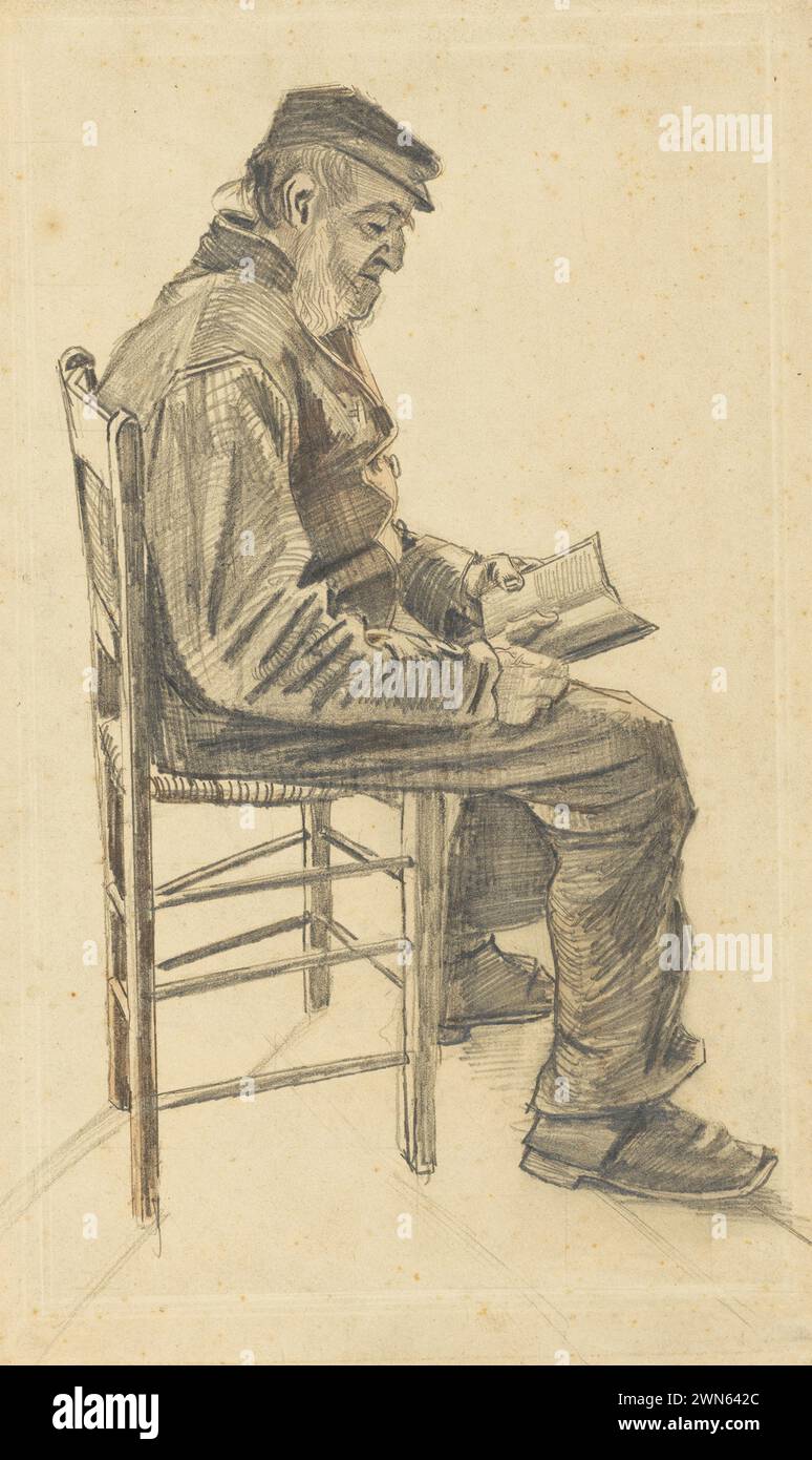 Van Gogh Vincent - Old Man Reading (1882) 02 Stock Photo - Alamy