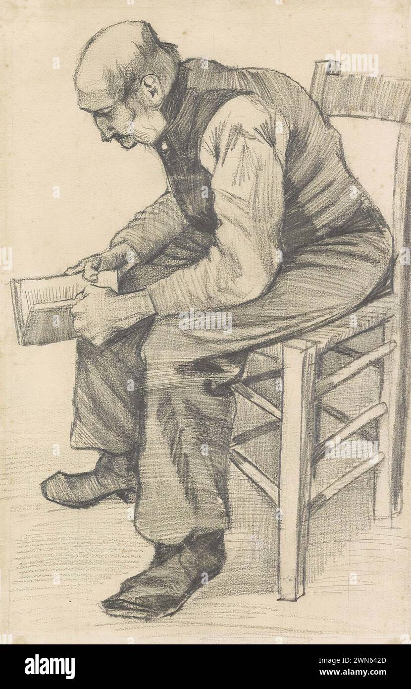 Van Gogh Vincent - Old man reading (1882) 01 Stock Photo - Alamy