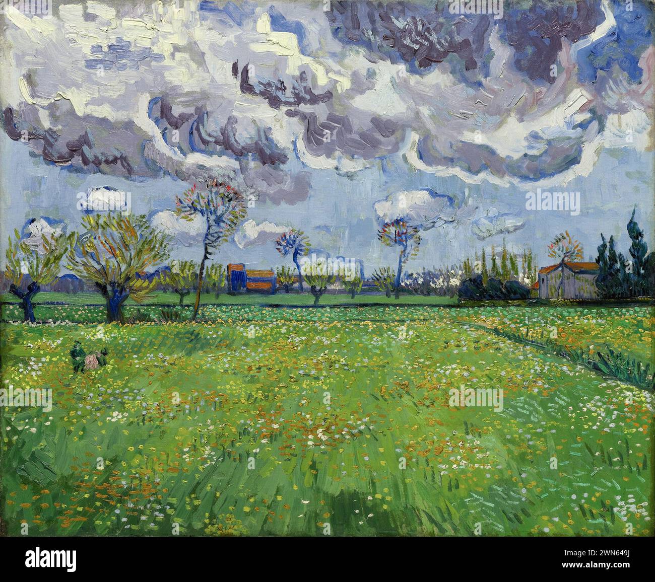 Van Gogh Vincent - Paysage sous un ciel mouvementè (1889 Stock Photo ...