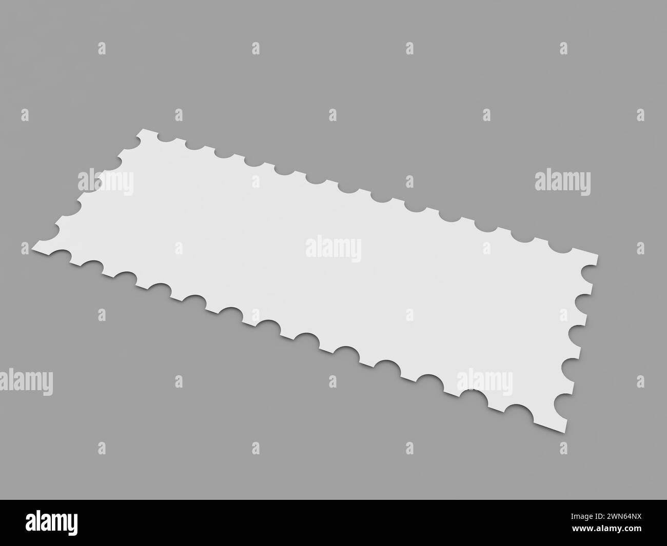 White paper ticket mockup on a gray background. 3d render illustration ...